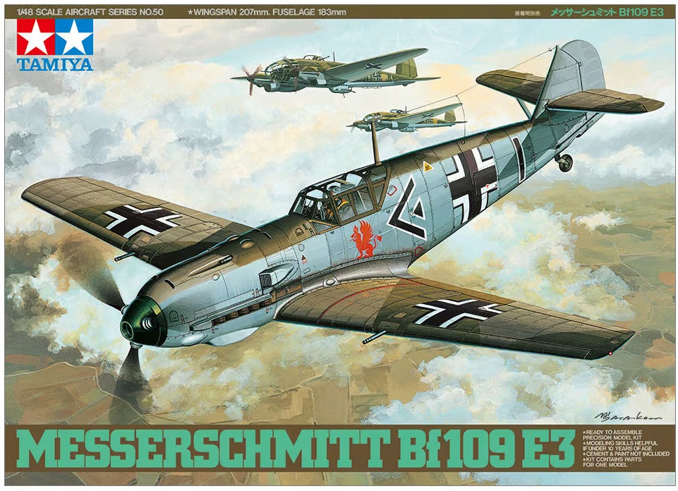 Messerschmitt Bf109 E-3 TAMIYA 1/48 plastic assembly kit 61050 ...